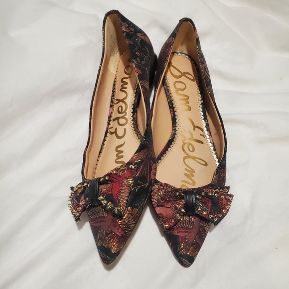Sam Edelman | Shoes | Sam Edelman Raisa Studded Black Bird Jacquard Pointed Flats | Poshmark